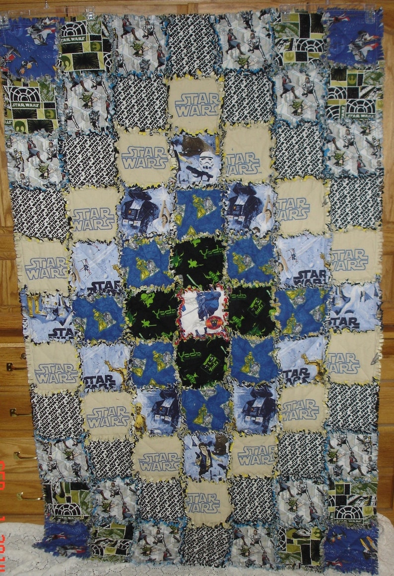 Star Wars Handmade Quilt Blanket Rag Cotton Flannel Yoda R2D2 - Etsy