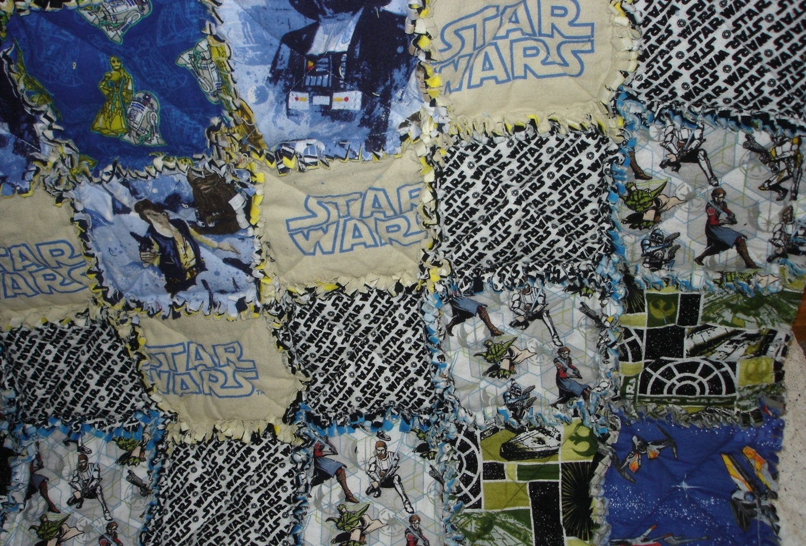 Star Wars Handmade Quilt Blanket Rag Cotton Flannel Yoda R2D2 C3PO ...