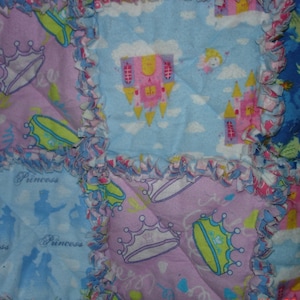 Princess Rag Quilt Cotton Flannel Disney Pink Blue Cinderella Glitter ...
