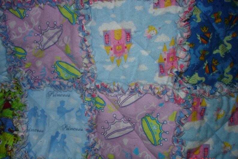 Princess Rag Quilt Cotton Flannel Disney Pink Blue Cinderella Glitter ...