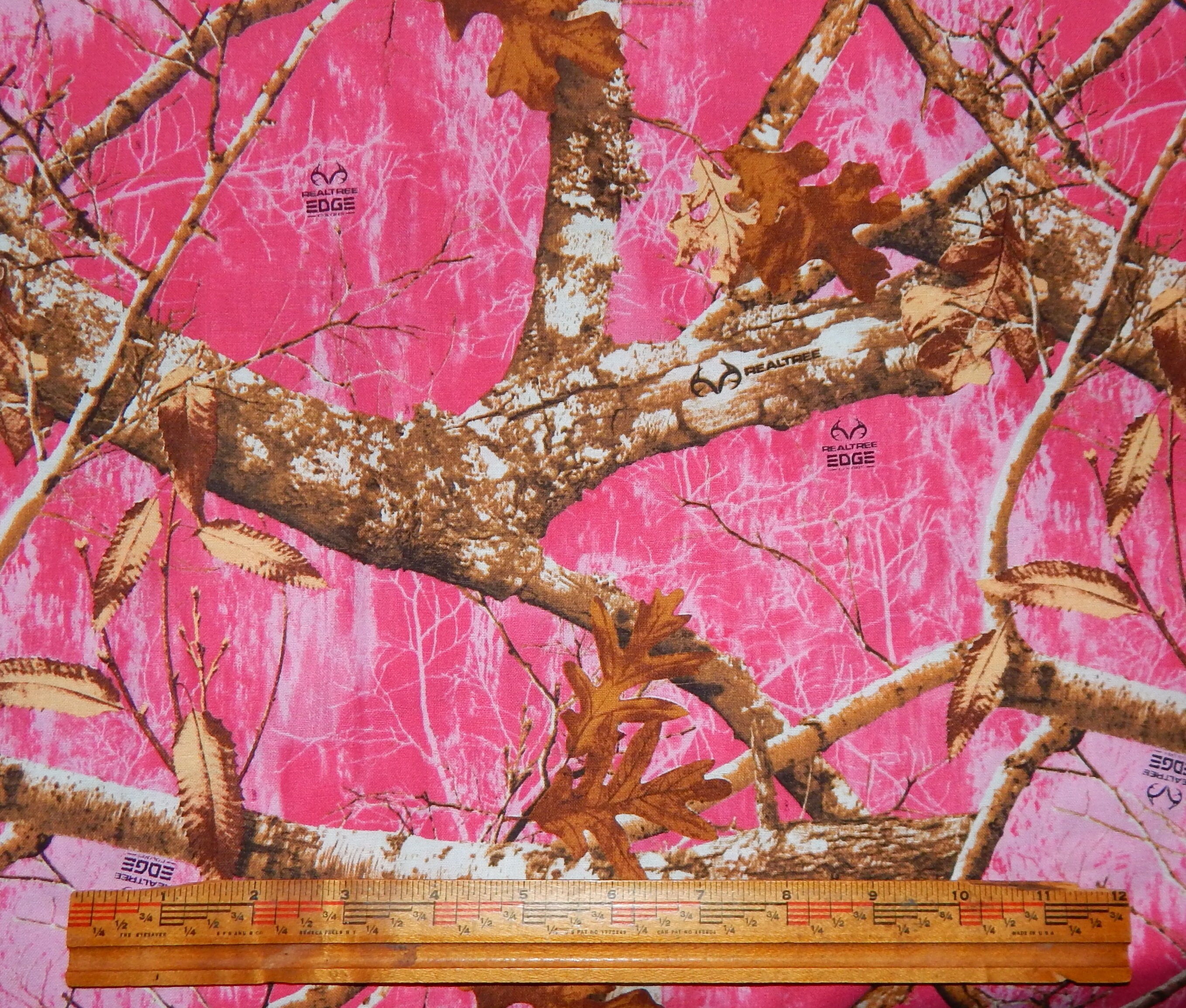 Pink Real Tree Edge Timber Camo Cotton Quilt Fabric Camouflage Leaf ...