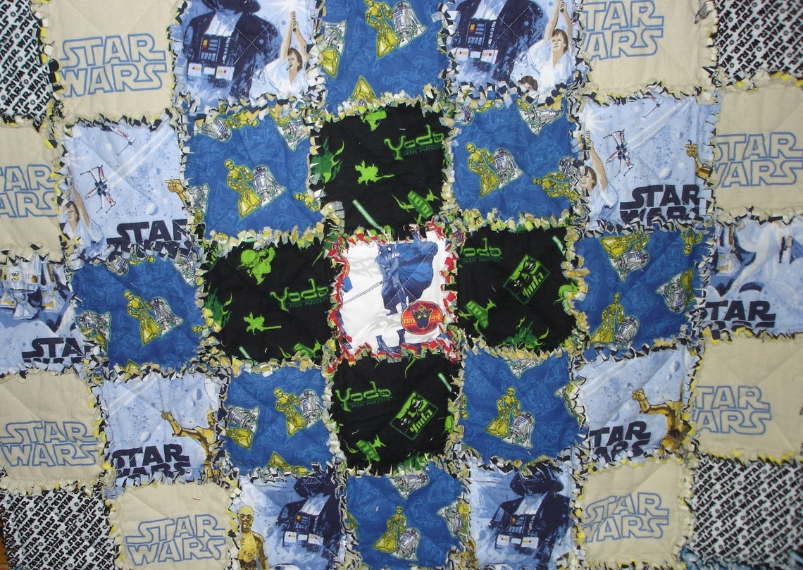 Star Wars Handmade Quilt Blanket Rag Cotton Flannel Yoda R2D2 C3PO ...