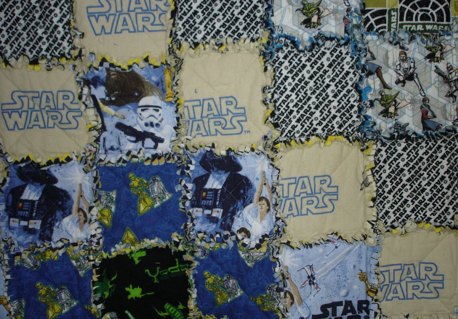 Star Wars Handmade Quilt Blanket Rag Cotton Flannel Yoda R2D2 C3PO ...