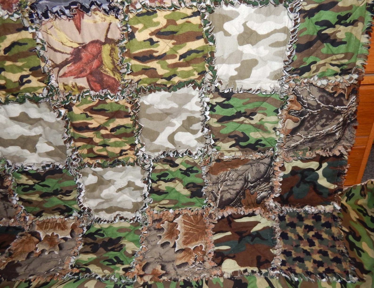 Handmade Rag Quilt Cotton Flannel Camo Brown Camouflage Real - Etsy