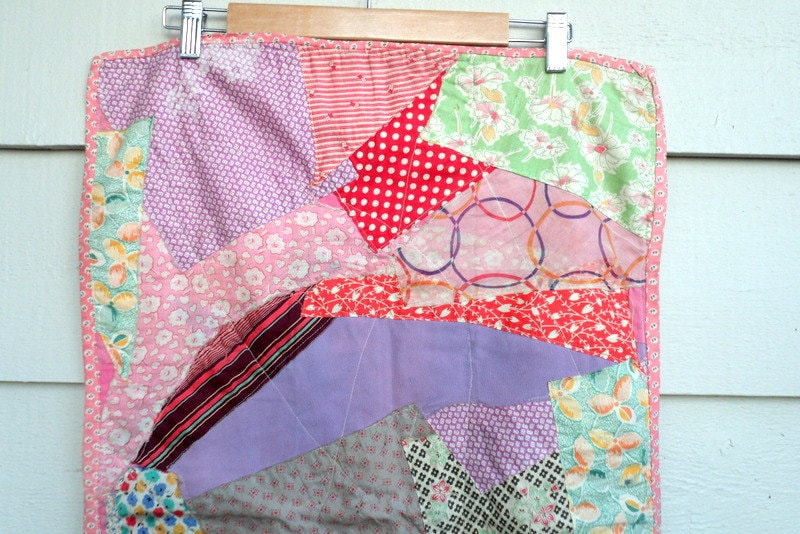 1930's 1940's Child's Sampler Quilt - Crazy Quilt Miniature, Doll or ...