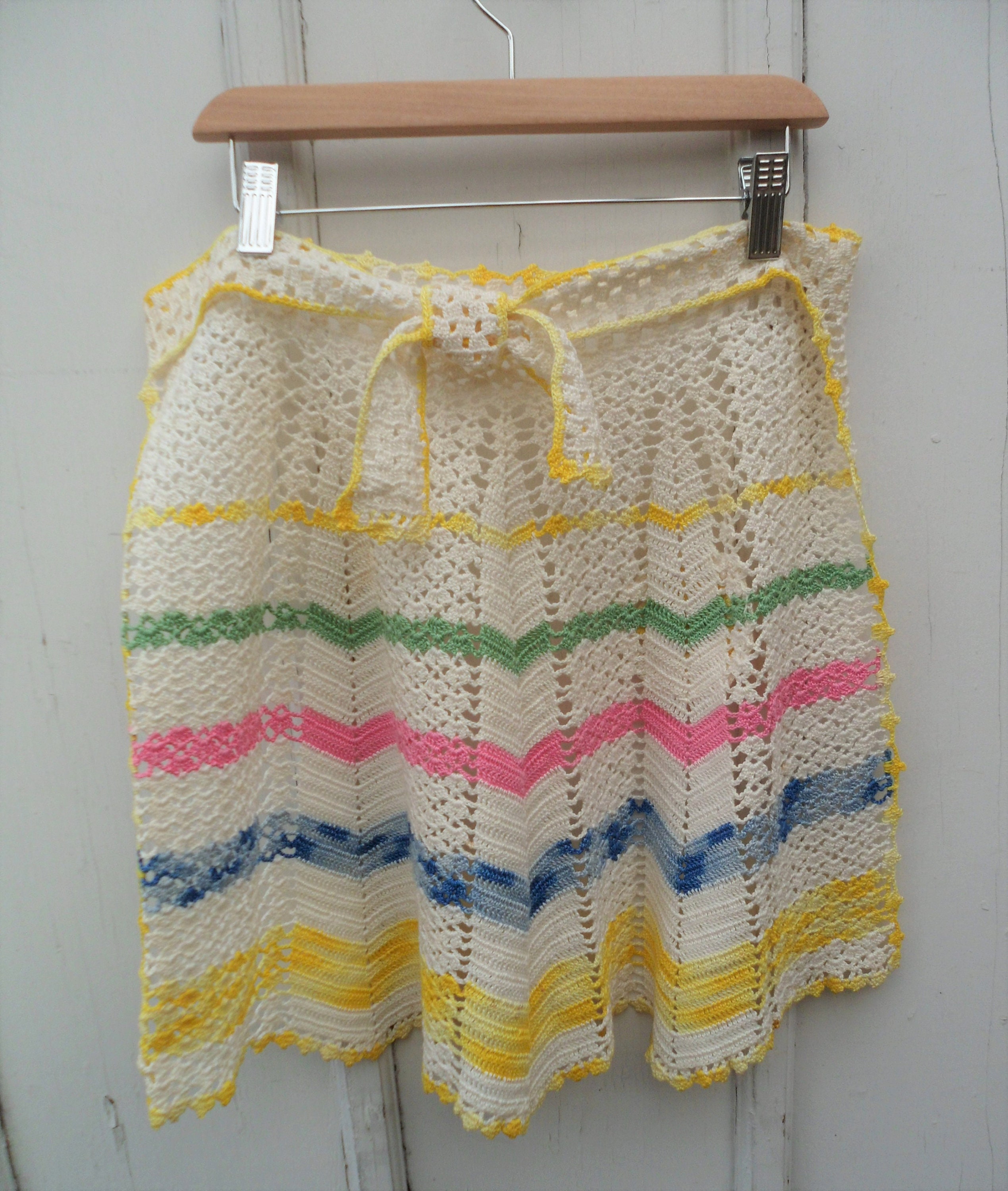 1950s Hostess Apron Hand Thread Crochet Striped Chevron - Etsy