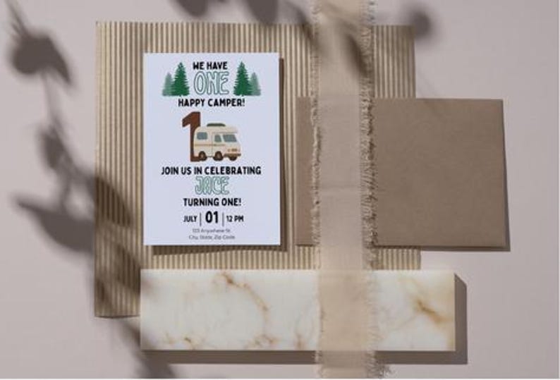 One Happy Camper First Birthday Invitation – Editable Template - Etsy