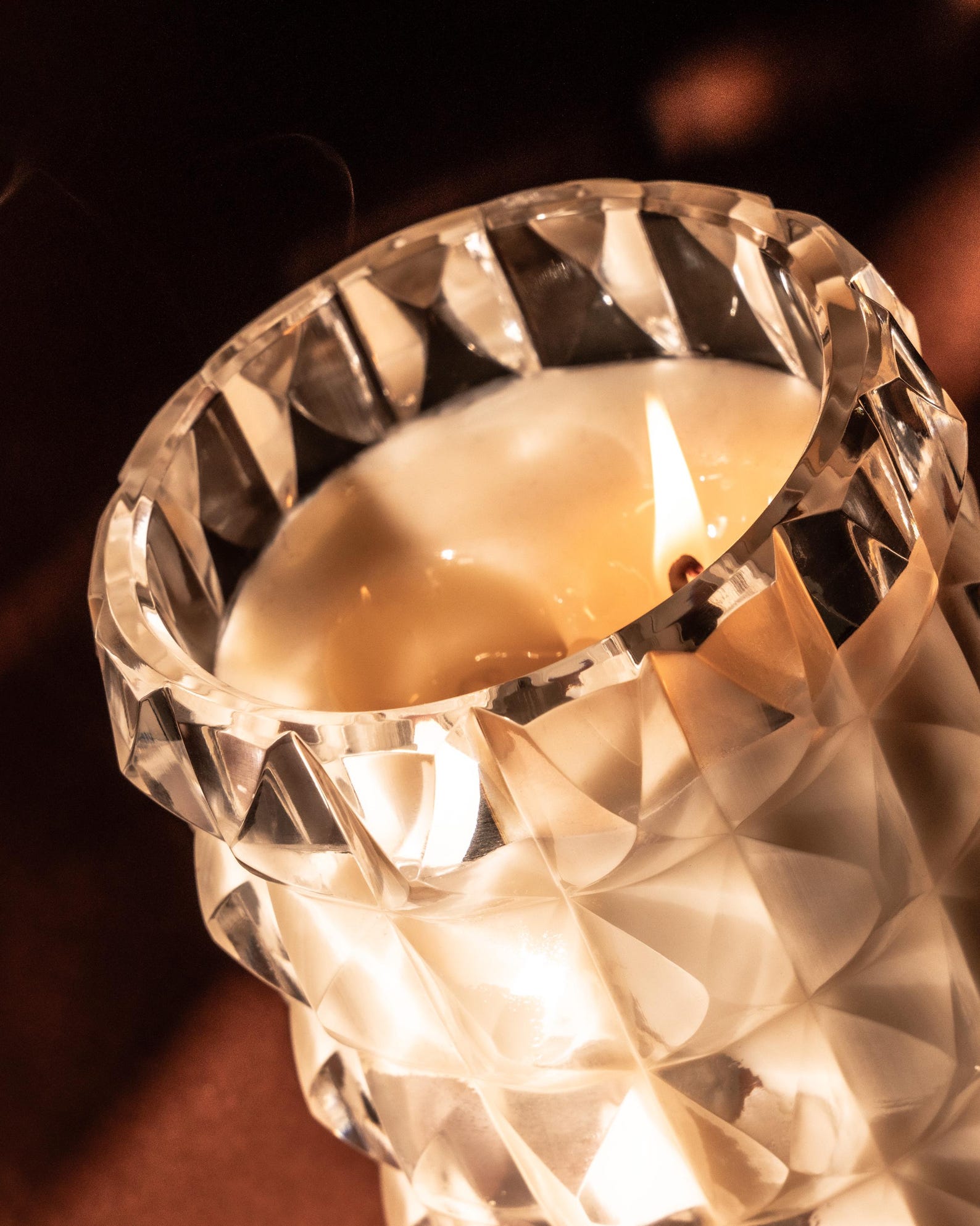 Candle in Hand Cut Crystal Glass - Etsy