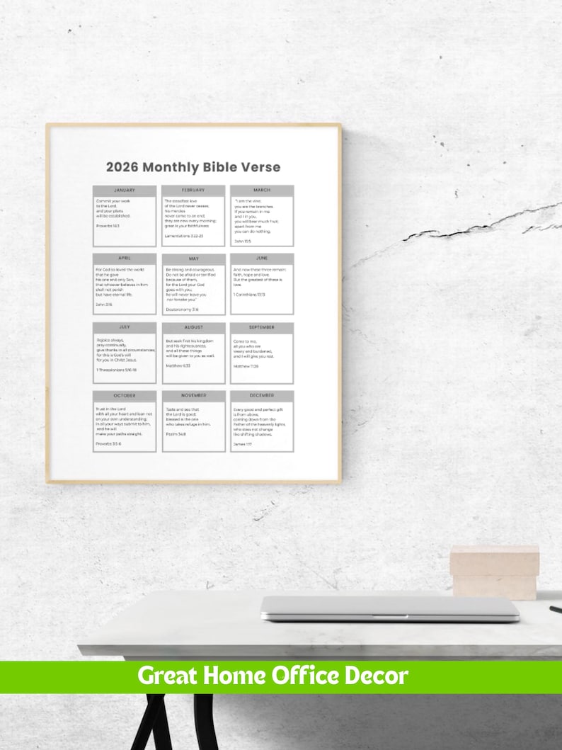 Printable 2026 Monthly Bible Verse Calendar: Christian Year at a Glance ...
