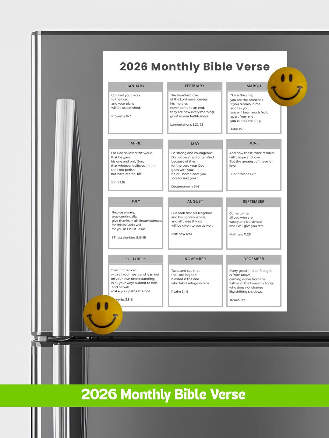 Printable 2026 Monthly Bible Verse Calendar: Christian Year at a Glance ...