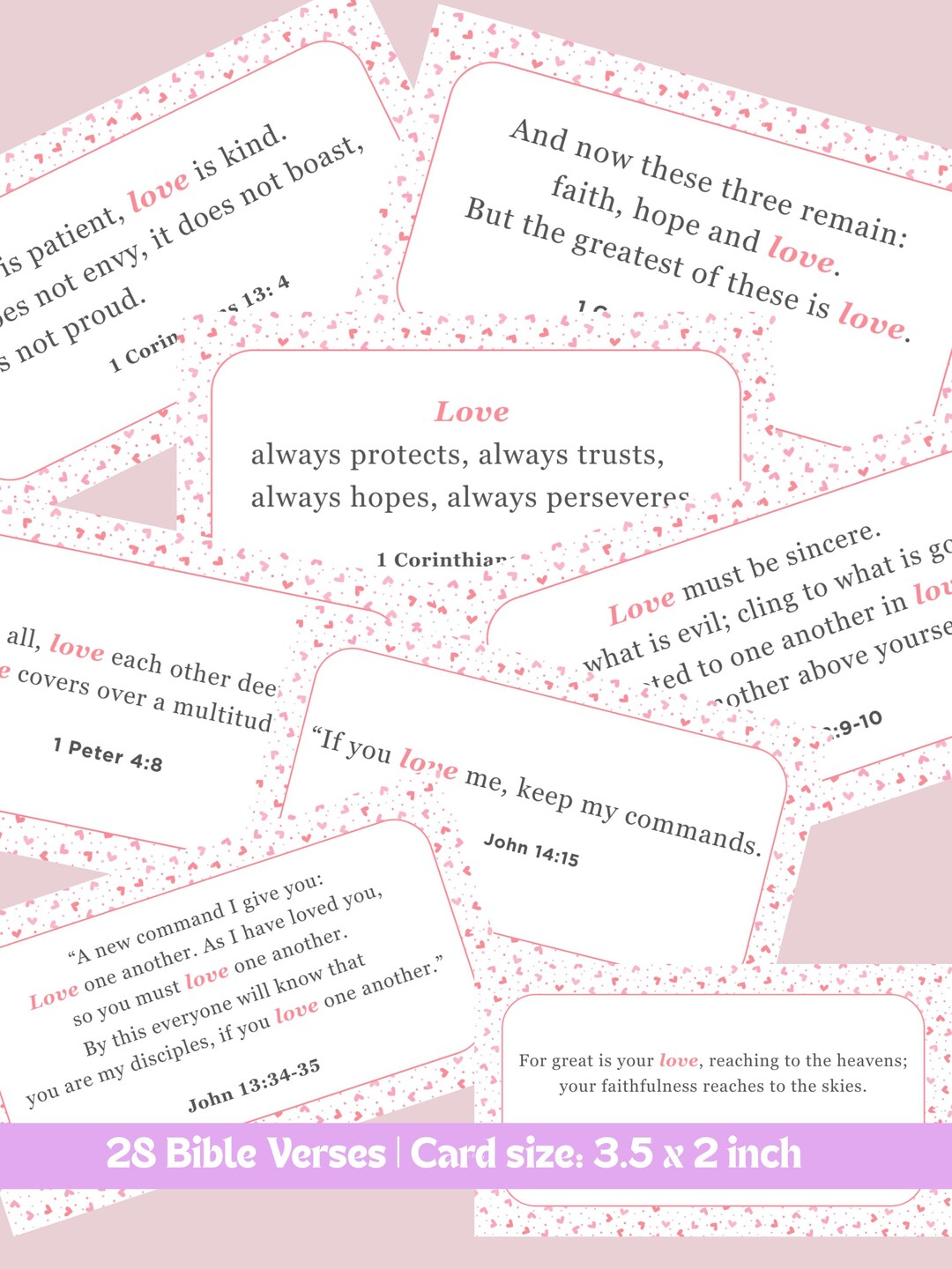 Printable Valentine Bible Verse Cards | Christian Love Scripture Set ...