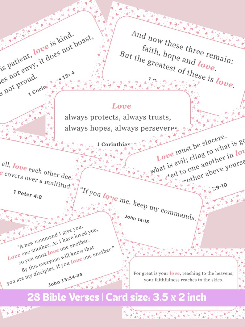 Printable Valentine Bible Verse Cards | Christian Love Scripture Set ...
