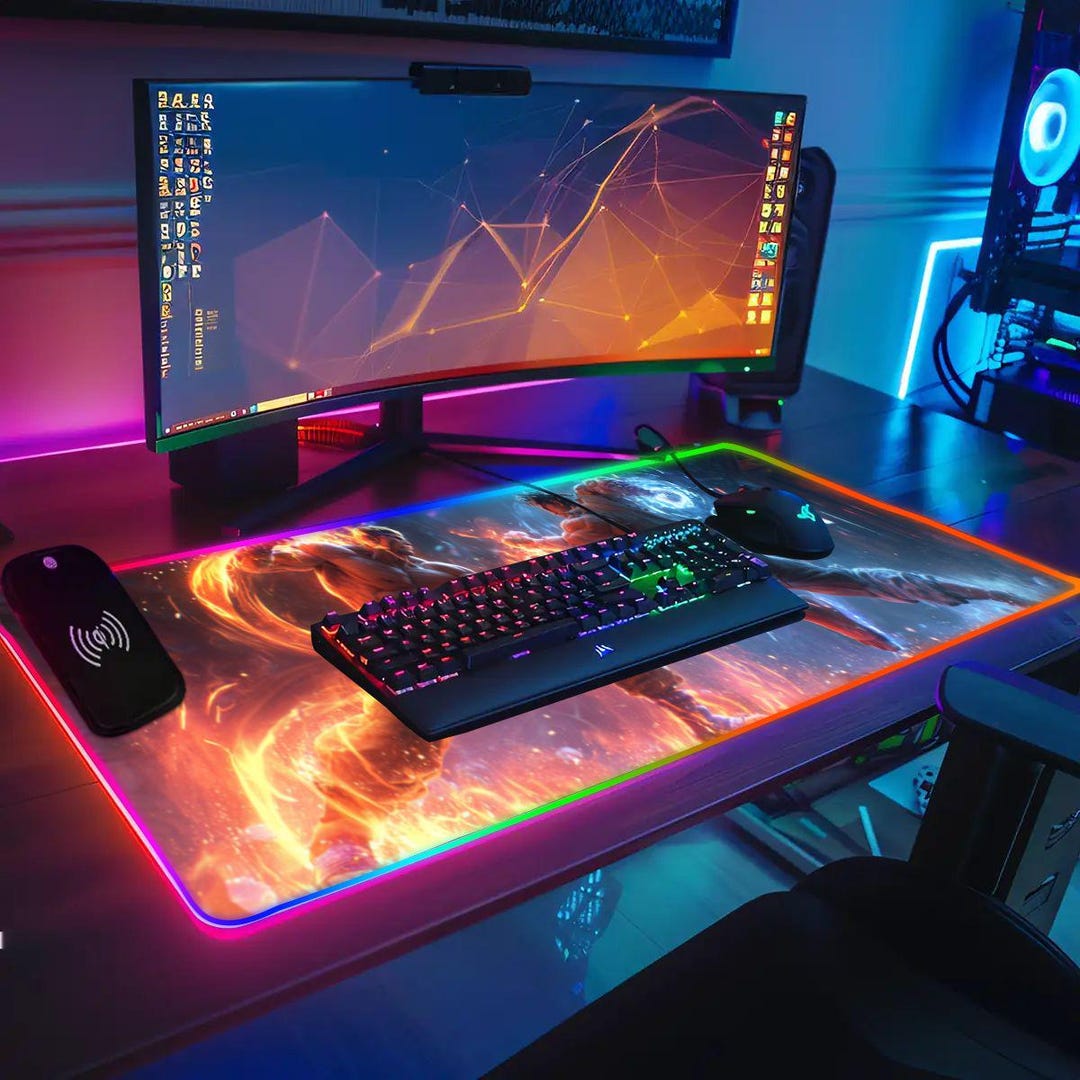 RGB Gaming Mouse Pad Ultimate Energy Duel | Extended RGB Desk Mat ...
