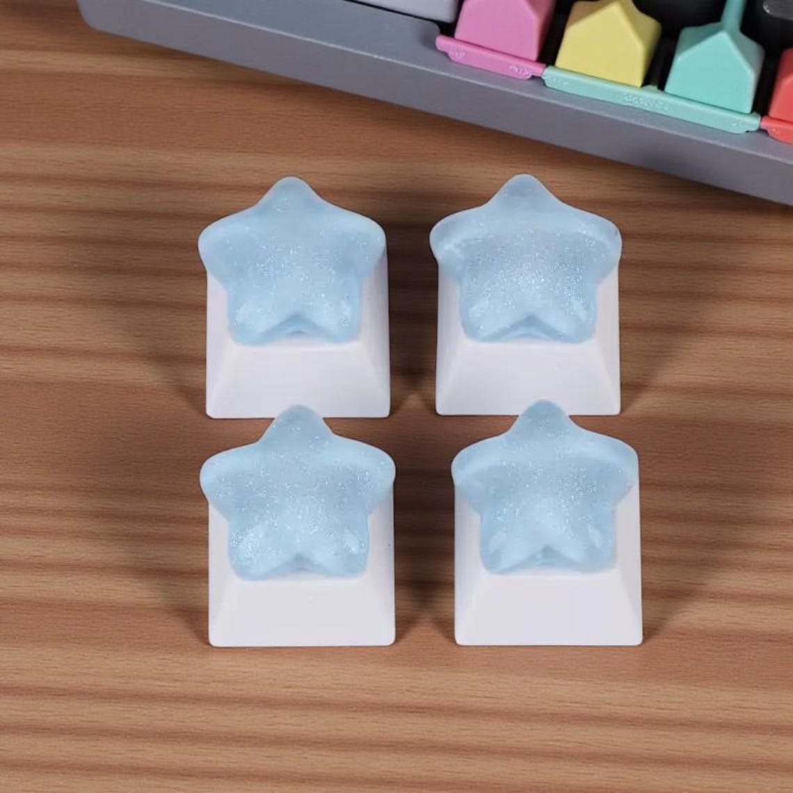 4 Glitter Star Artisan Resin Keycap, Custom Transparent Star Keycap for ...