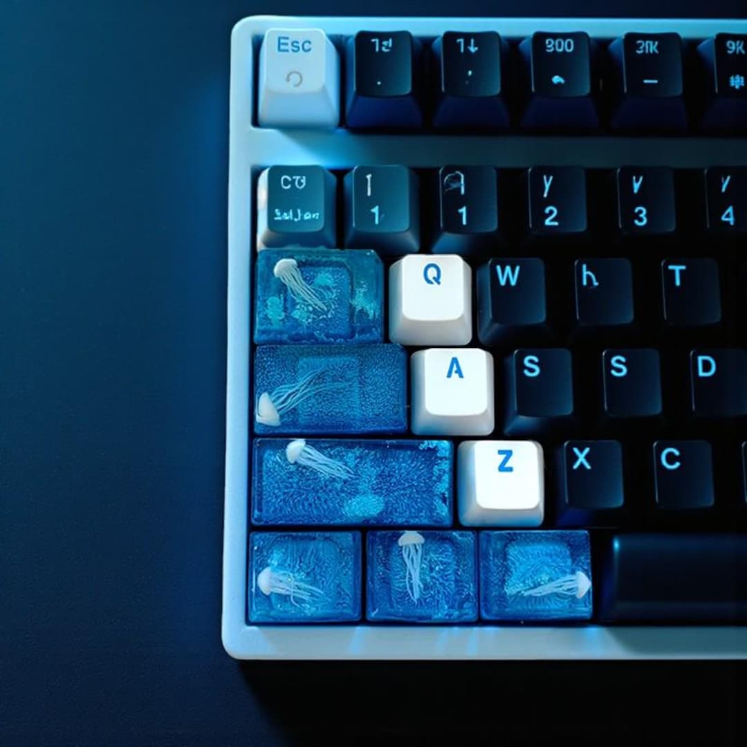 Blue Jellyfish Artisan Keycap | Resin Ocean Theme Key Cap for ...
