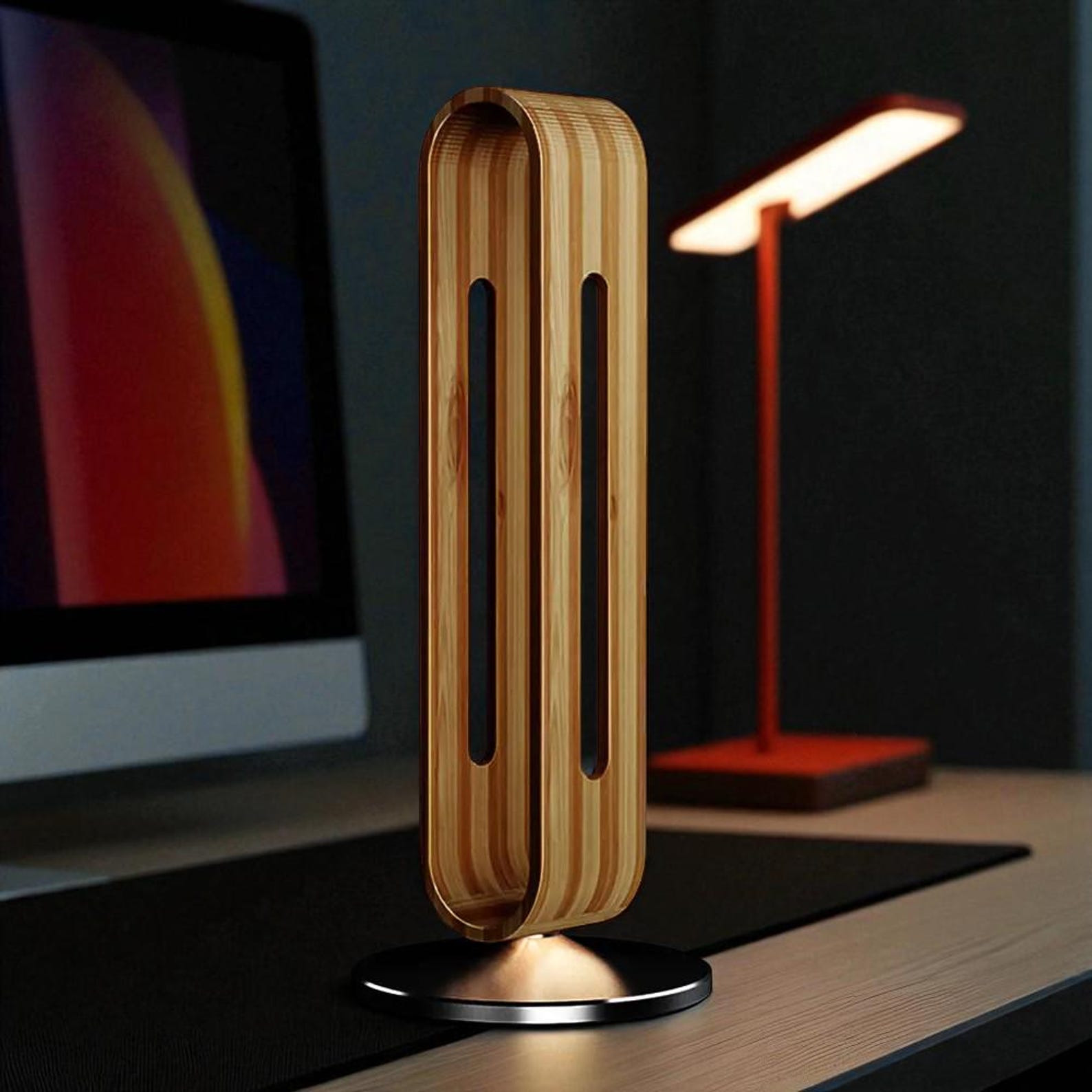 Bamboo Wood Headphone Stand – Aluminum Gamer Earphone Holder, Desk ...