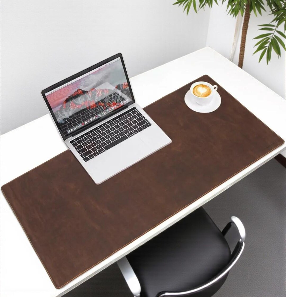 Genuine Leather Desk Mat Large Mouse Pad Vintage Cowhide Table ...