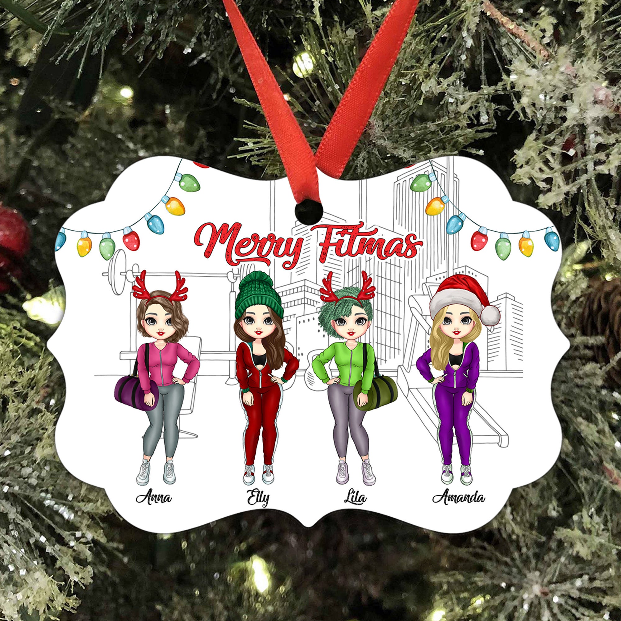 Personalized Christmas Gym Girl Ornament, Best Friend Ornament Designed ...