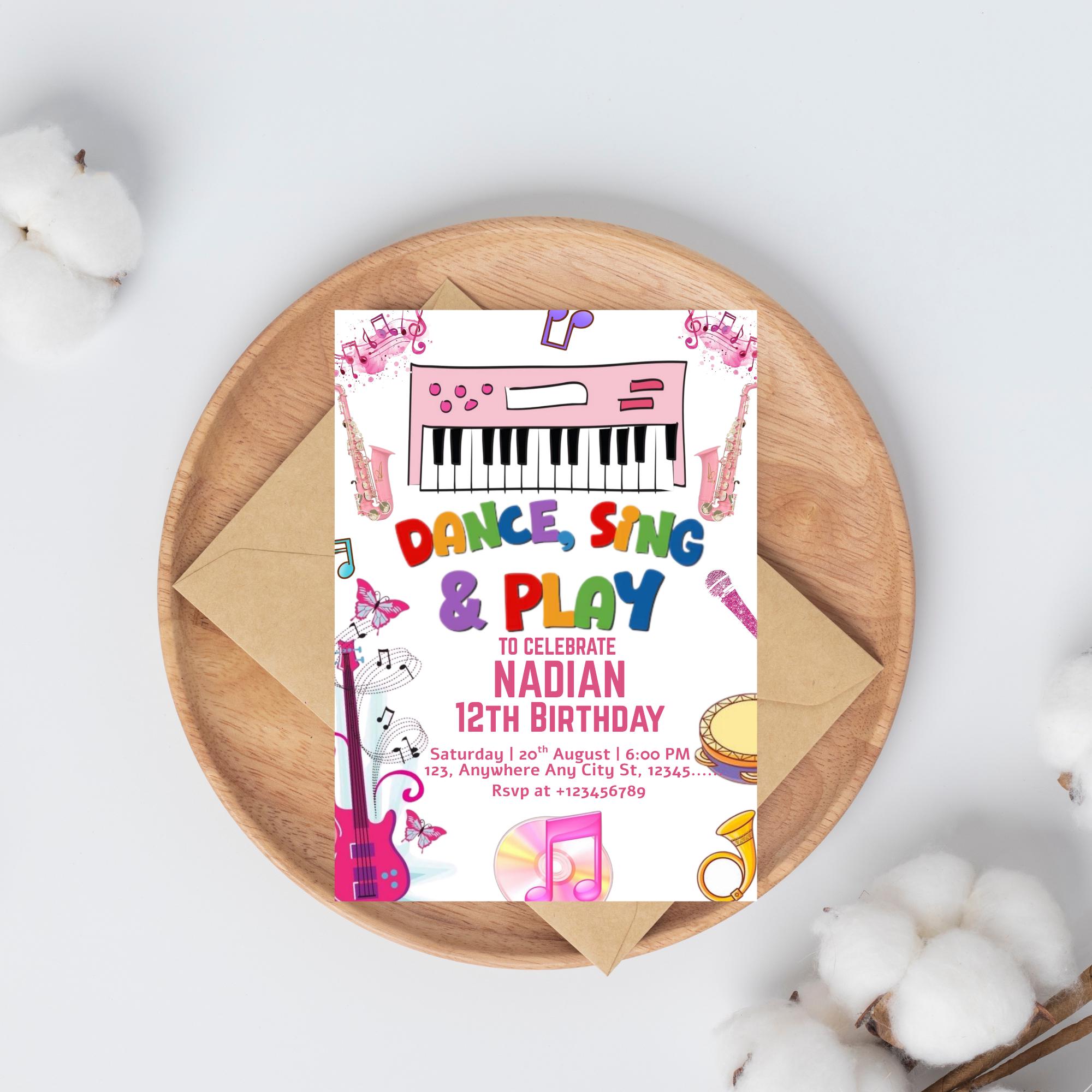 Music Birthday Party Invitation: Kids Musical Instruments Theme (canva ...