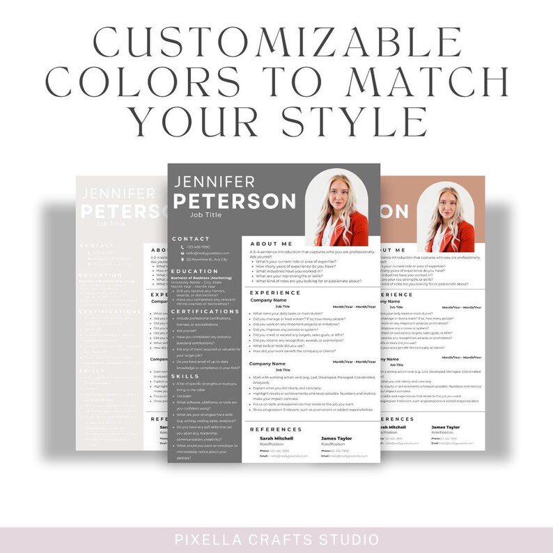 Professional Resume Bundle, Editable Canva Template, Cover Letters ...
