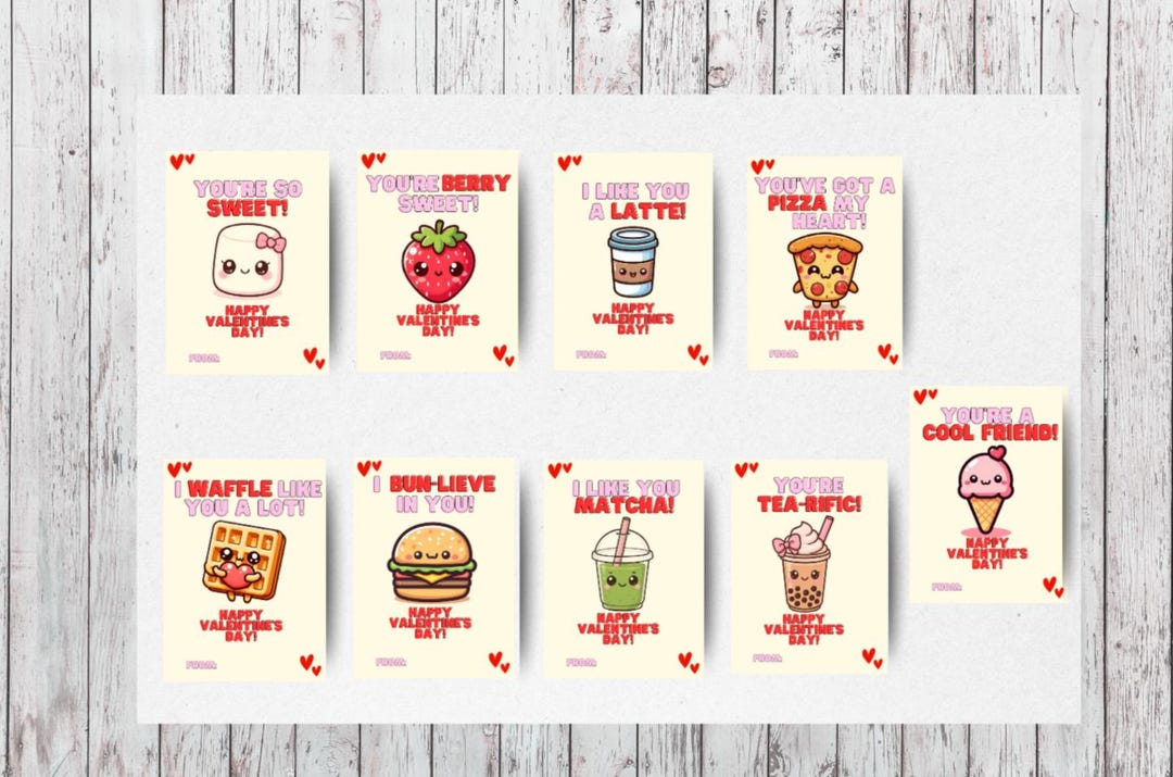 Editable Food Pun Valentine's Cards, Kids Classroom Valentines, Cute ...