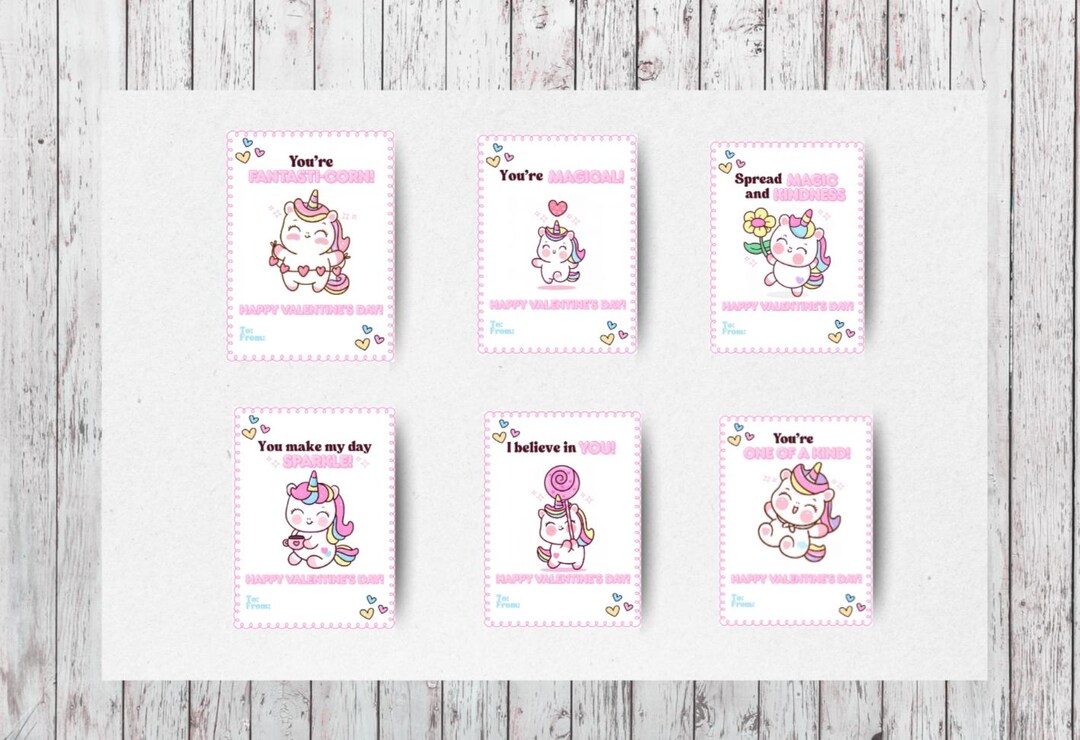 Editable Unicorn Valentine's Cards, Unicorn Classroom Valentine's Day ...