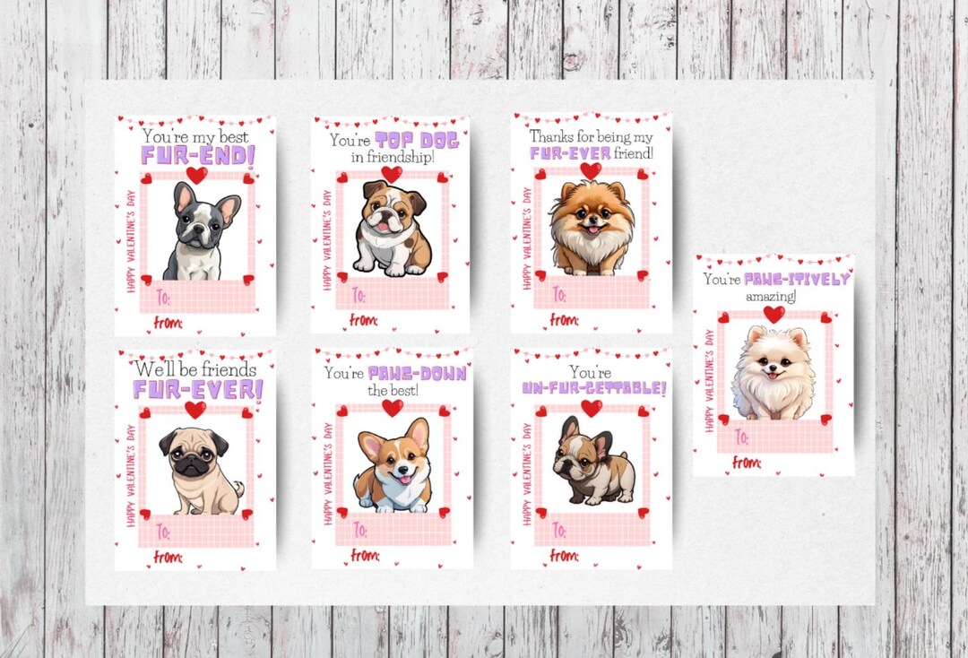 Editable Puppy Valentine's Cards, Dog Valentine's Day Cards, Printable ...