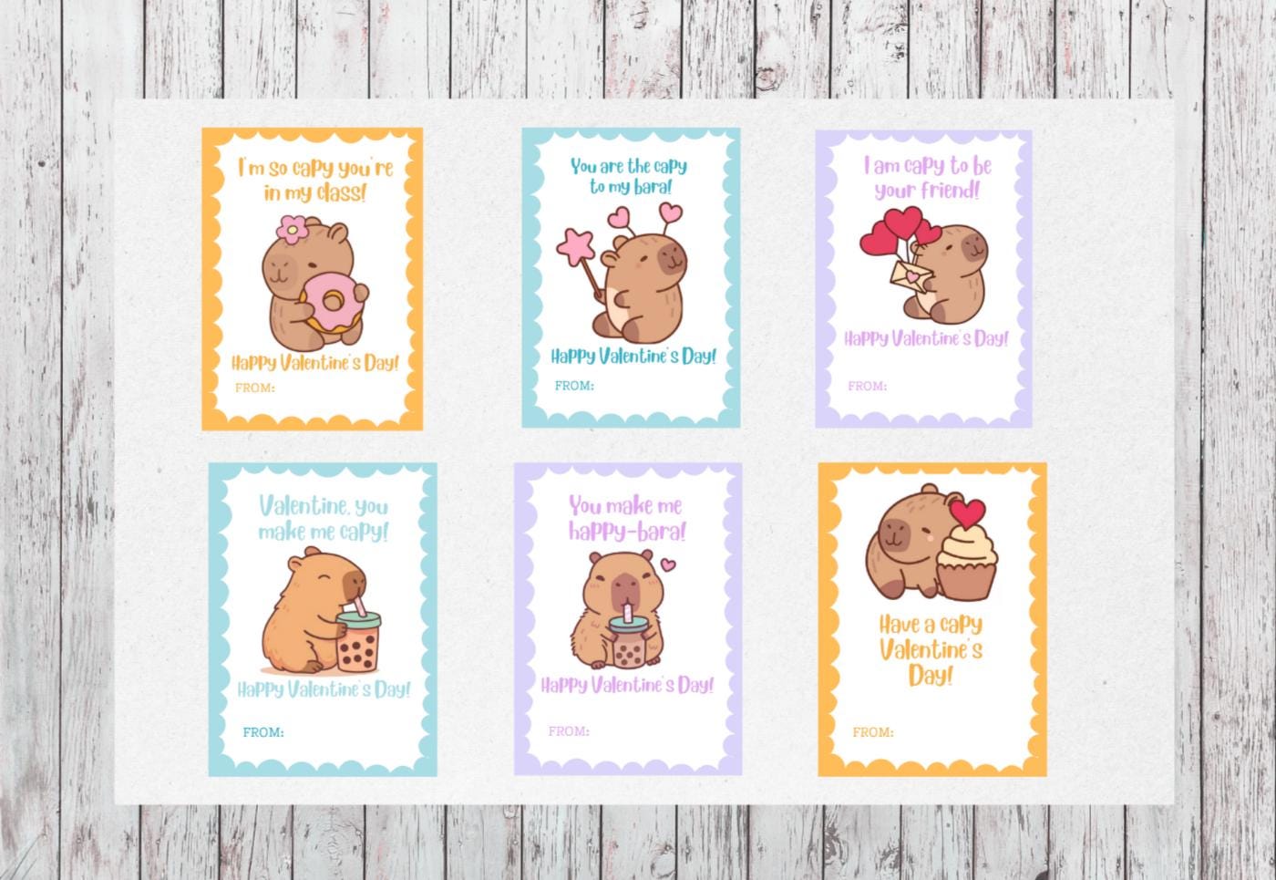 Editable Capybara Valentine's Day Cards, School Valentine's, Kids ...