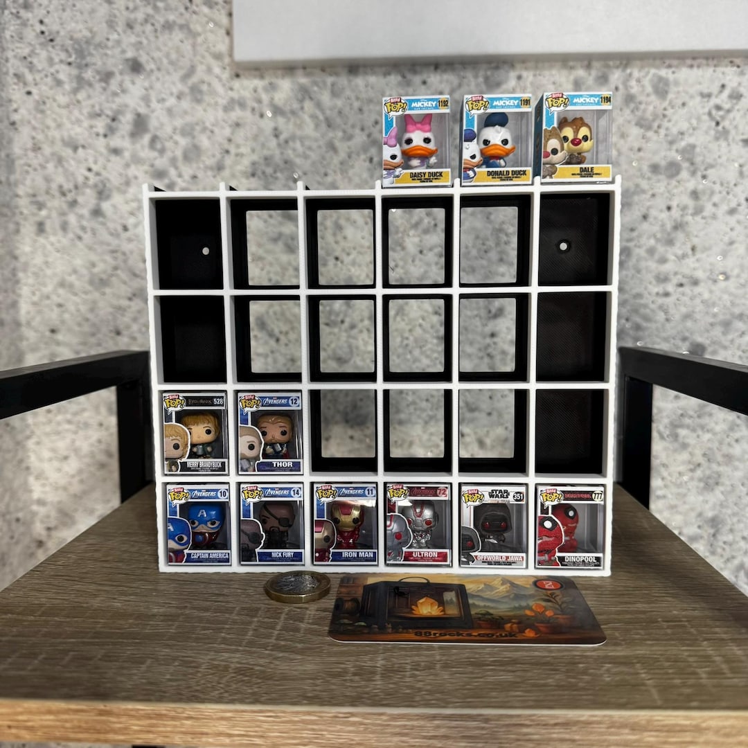 Shelf for Bitty Pop – Holds 30 Figures – Black and White Wall/desk ...