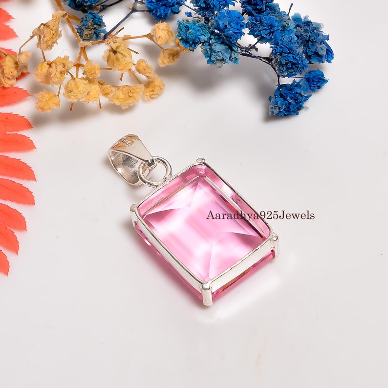 Handmade Sterling Silver Pink Kunzite Pendant – Radiant Cut Gemstone - Etsy