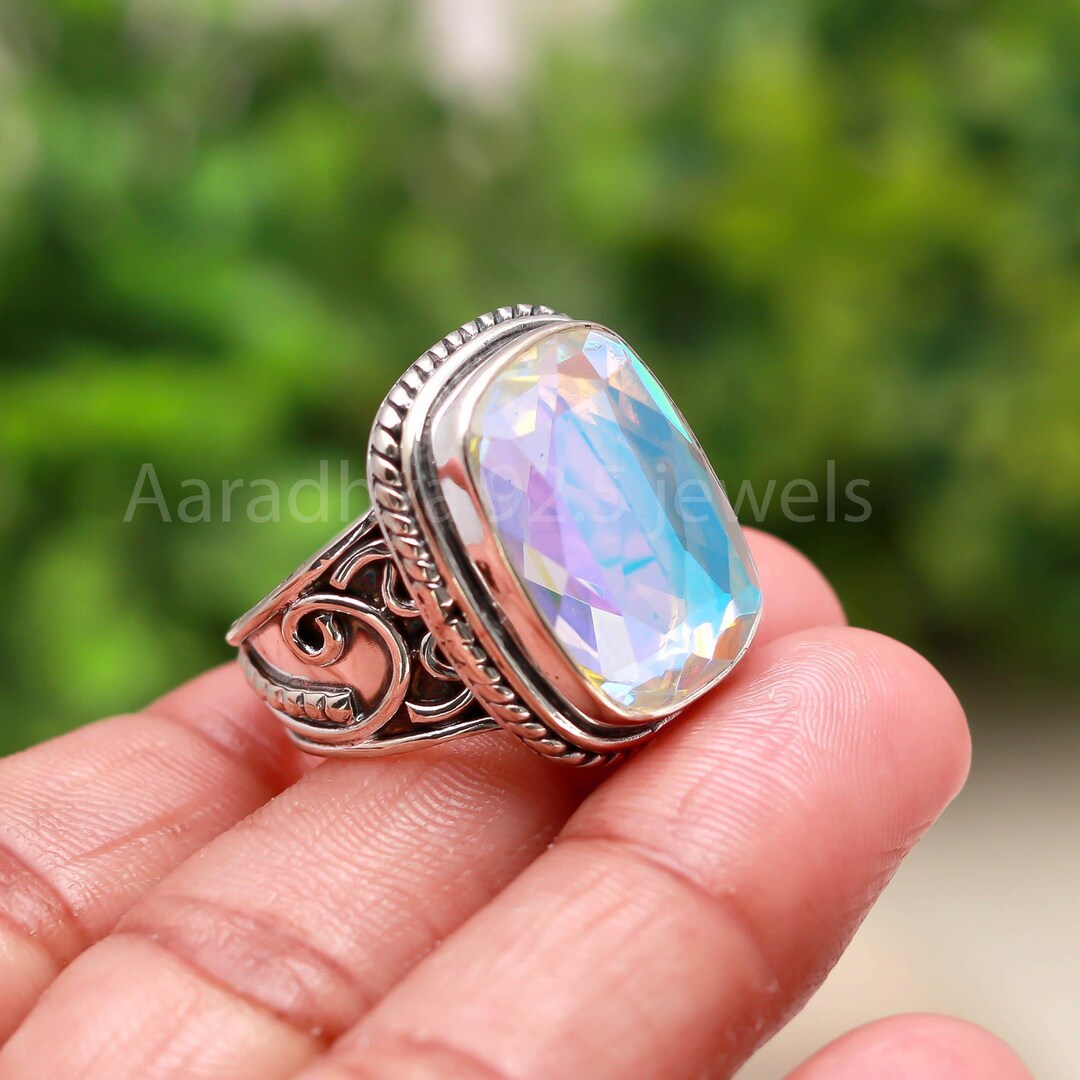 Aura Mystic Topaz Ring: Sterling Silver Angel Aura Quartz - Etsy