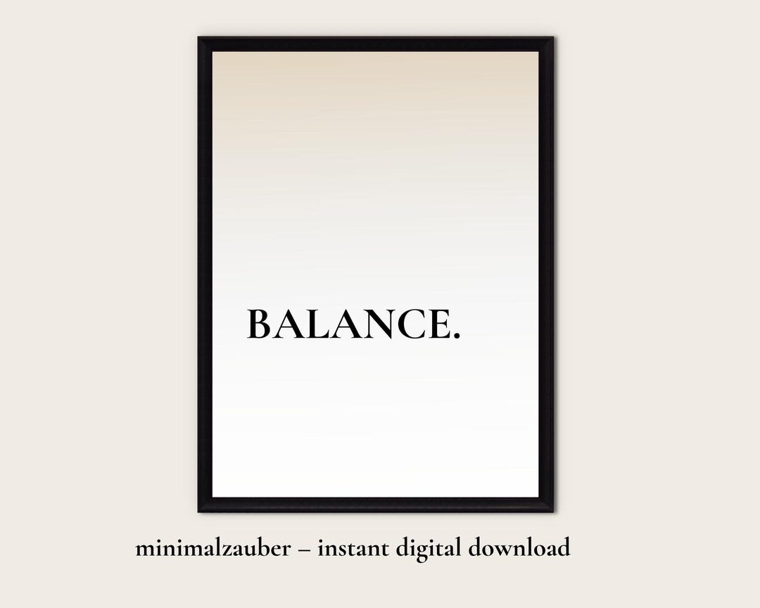 BALANCE Printable Wall Art • Minimalist Poster • Beige Gradient Print ...