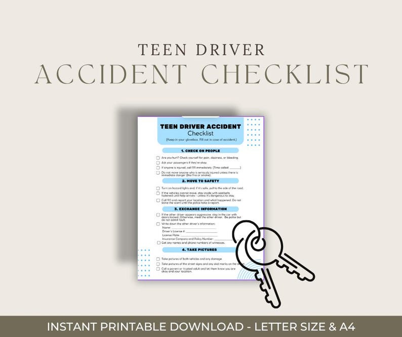 Teen Driver Accident Checklist – Printable Safety Guide | Instant ...