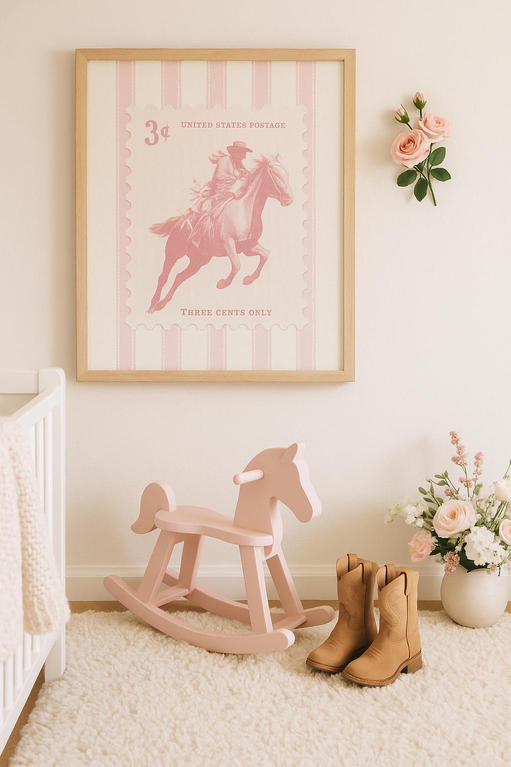 Pink Cowgirl Nursery Art: Striped Rodeo Decor - Etsy