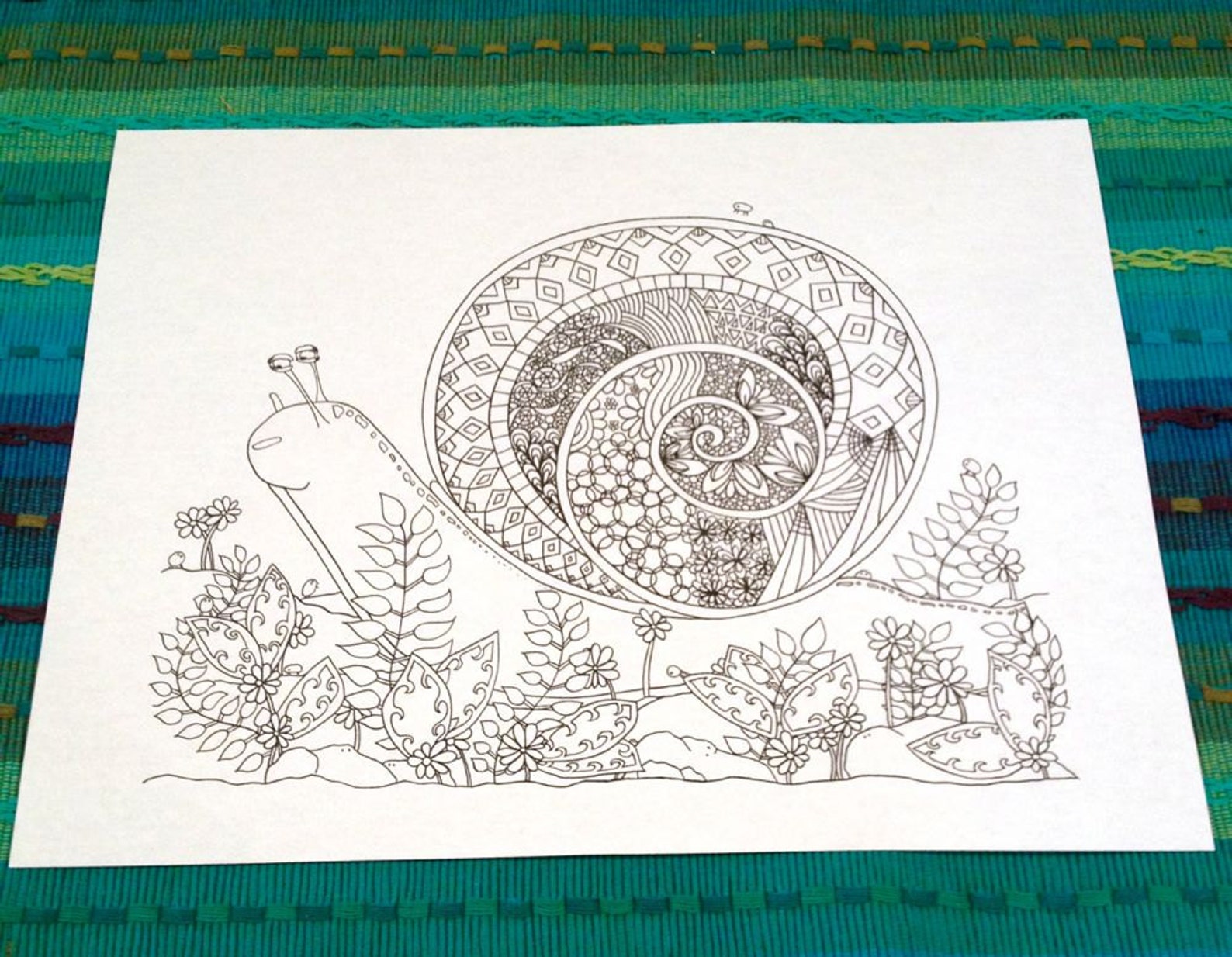 Snail Zentangle Adult Coloring Page Doodle Design Printable Instant ...