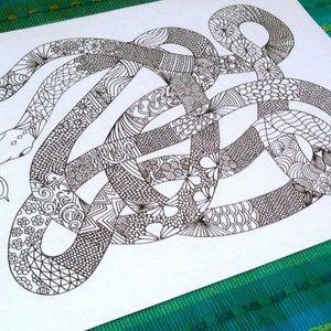 Zentangle Snake Coloring Page Doodle Animal Design Printable Pattern ...
