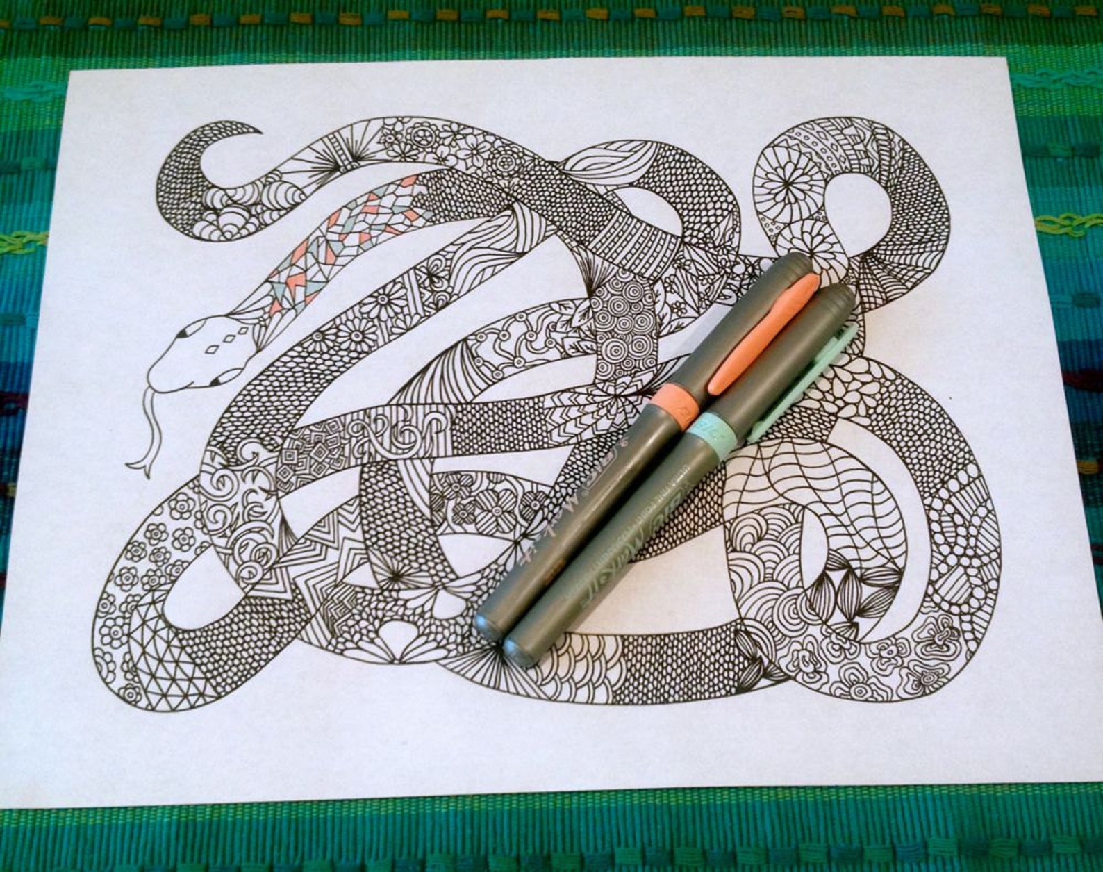Zentangle Snake Coloring Page Doodle Animal Design Printable Pattern ...