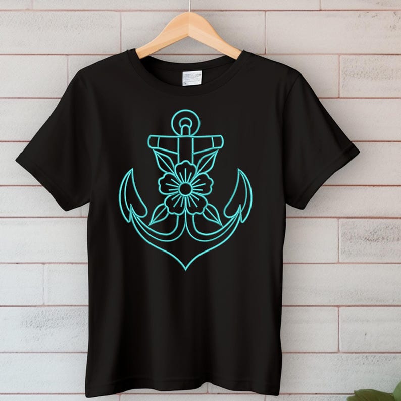 Floral Anchor Embroidery Design: Machine Applique Pattern (digital ...