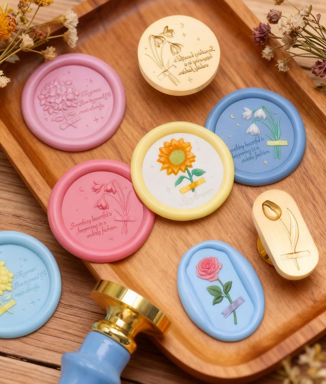 3D Relief Seal,plant Flower Seal,sunflowers/roses/narcissus,custom Logo ...