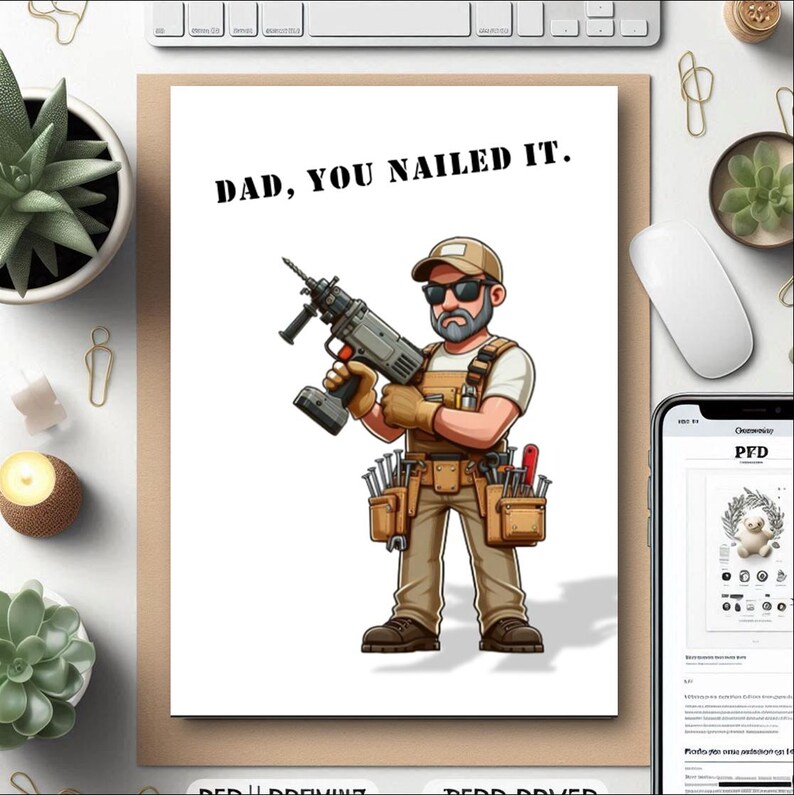 Dad You Nailed It Card | Tactical Builder Dad Card | Funny DIY Dad Pun ...