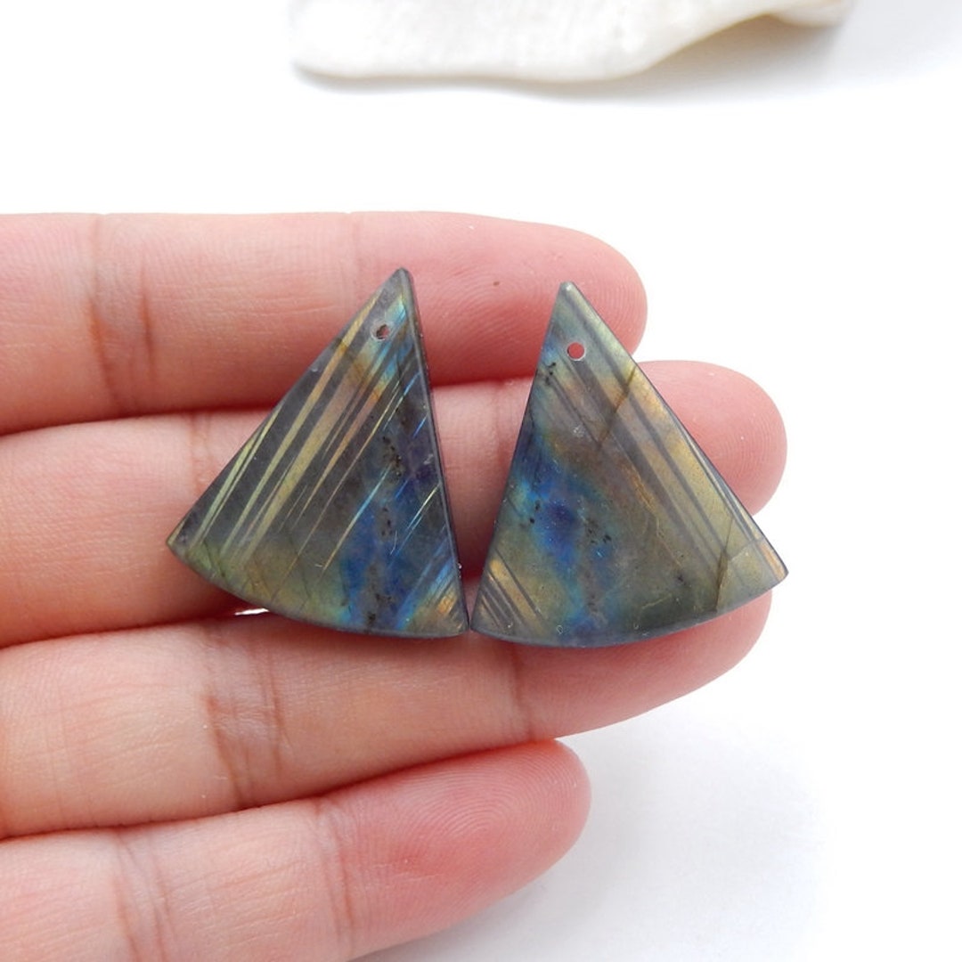 Labradoriteobsidian Intarsia Triangle Gemstone Earrings - Etsy