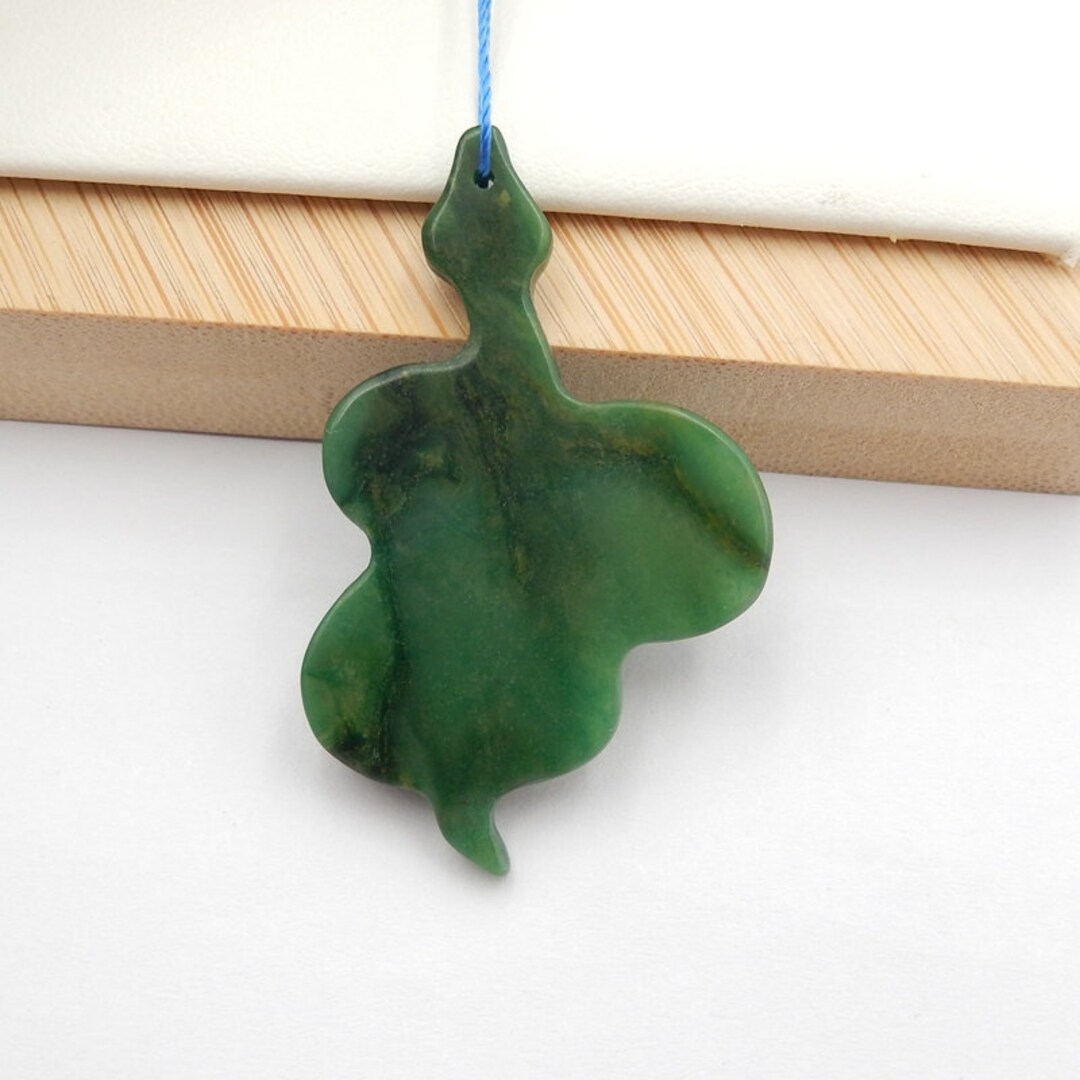 Carved Natural African Jade Snake Shape Gemstone Pendant Bead, Jewelry ...