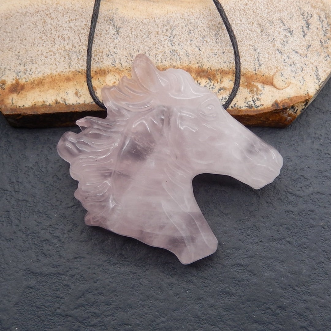 Carved Horse Head,rose Quartz Horse Head Pendant,38x43x9mm,23.7g-w11630 ...