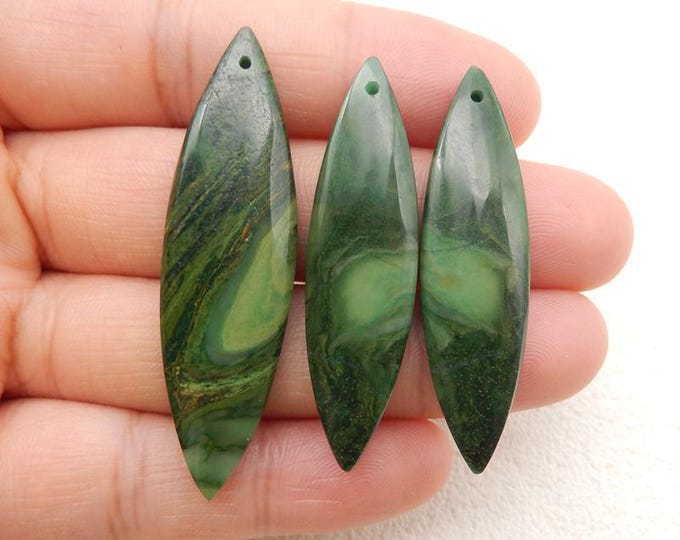 New Natural African Jade Marquise Gemstone Pendant and Earrings Set ...
