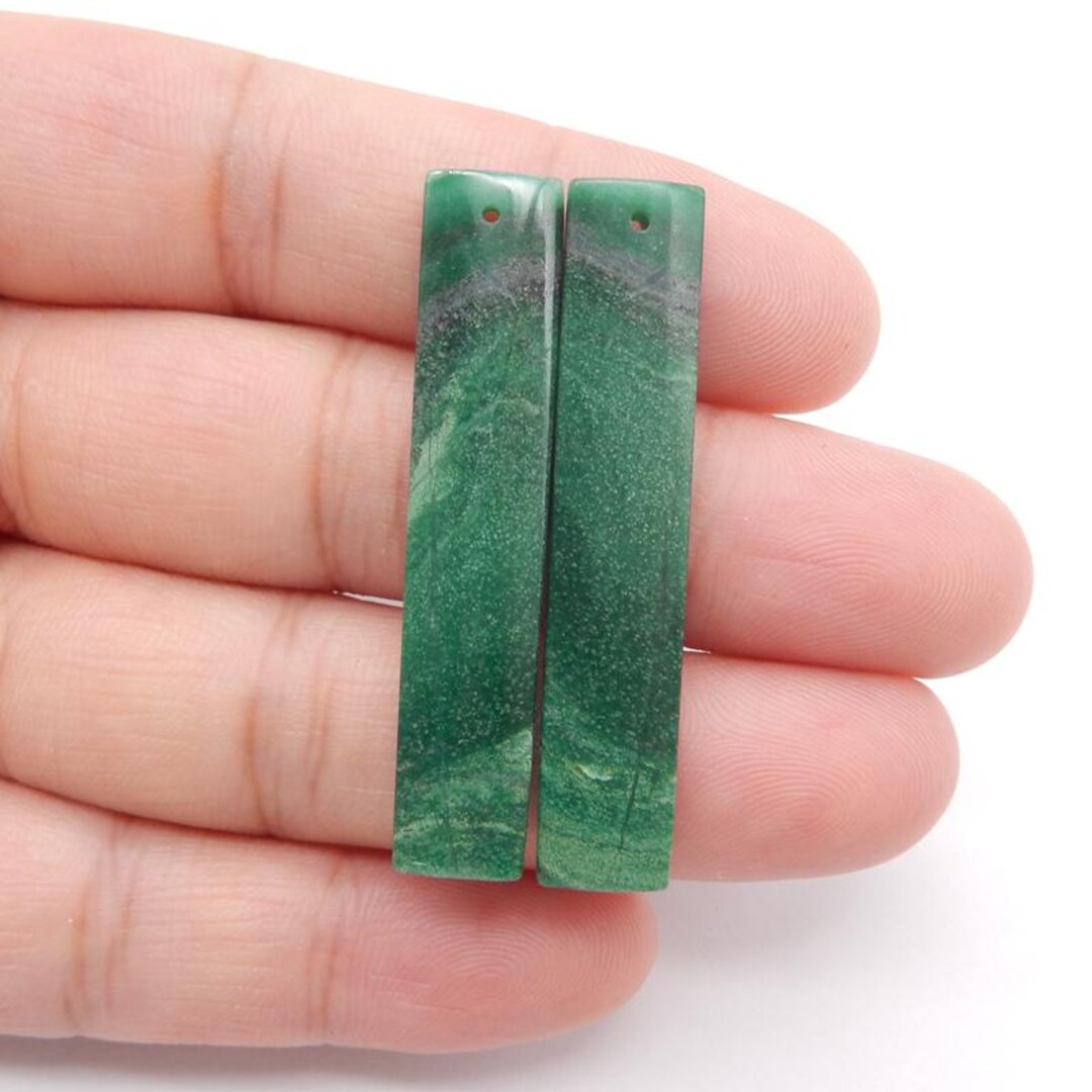 New Natural African Jade Rectangle Gemstone Earrings Beads, 42x8x3mm, 4 ...