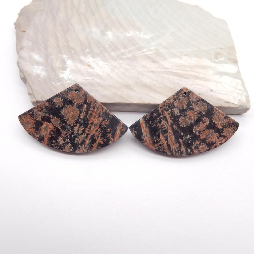 New Natural Snow Flake Jasper Fan Shape Gemstone Earrings Beads ...