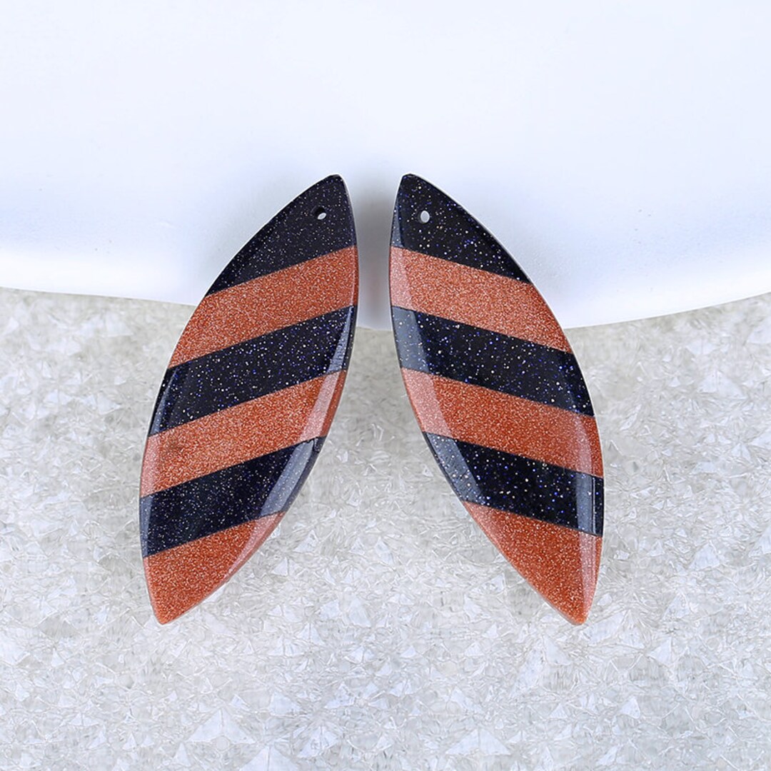 Blue Sand Sun Sitara, Red Sand Sun Sitara Intarsia Earrings, 43x15x5mm ...