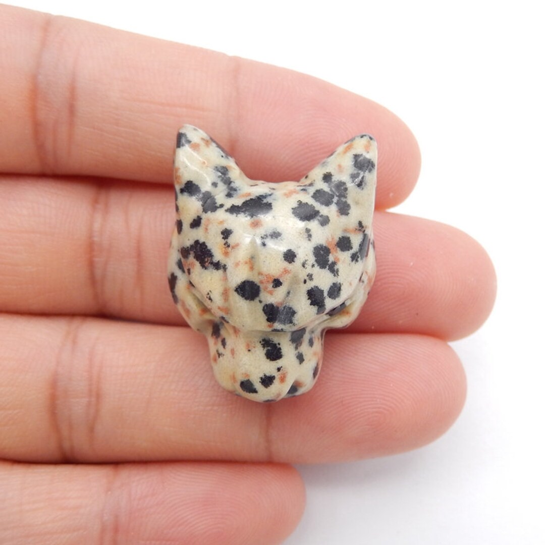 Hand Carved Dalmatian Jasper Panther Gemstone Pendant, Gemstone Animal ...
