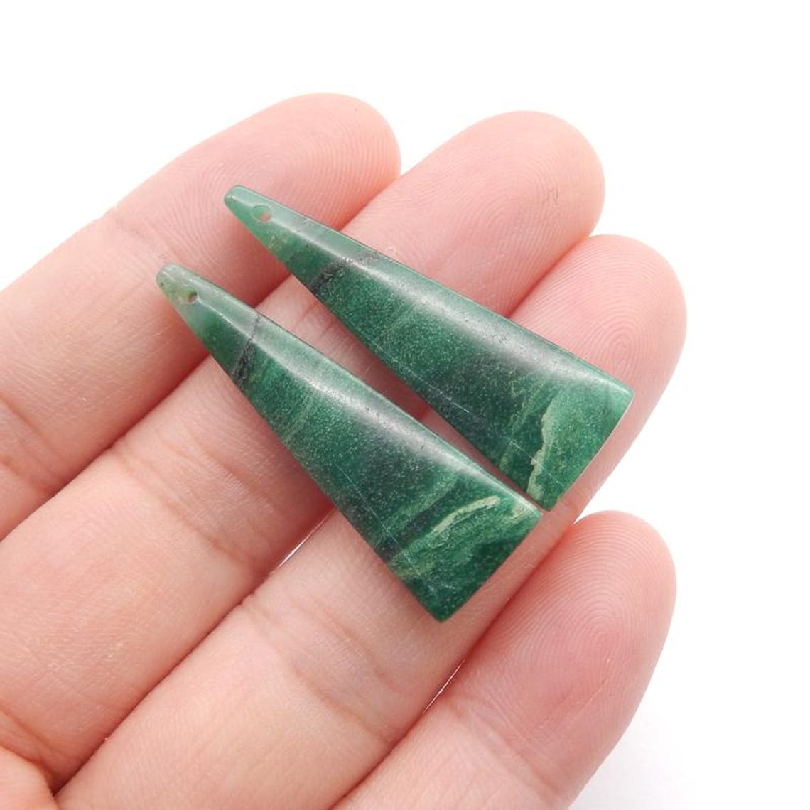 New Natural African Jade Triangle Gemstone Earrings Beads, 34x11x4mm, 3 ...