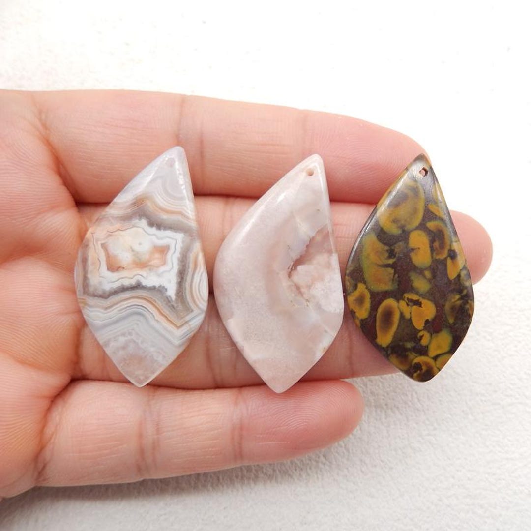 Sell 3 PCS Set, Crazy Lace Rosetta Stone, Cherry Blossom Agate, Fruits ...